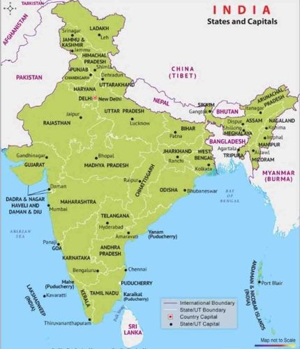 List of States and Capitals of India | 28 States & 8 UTs with Map